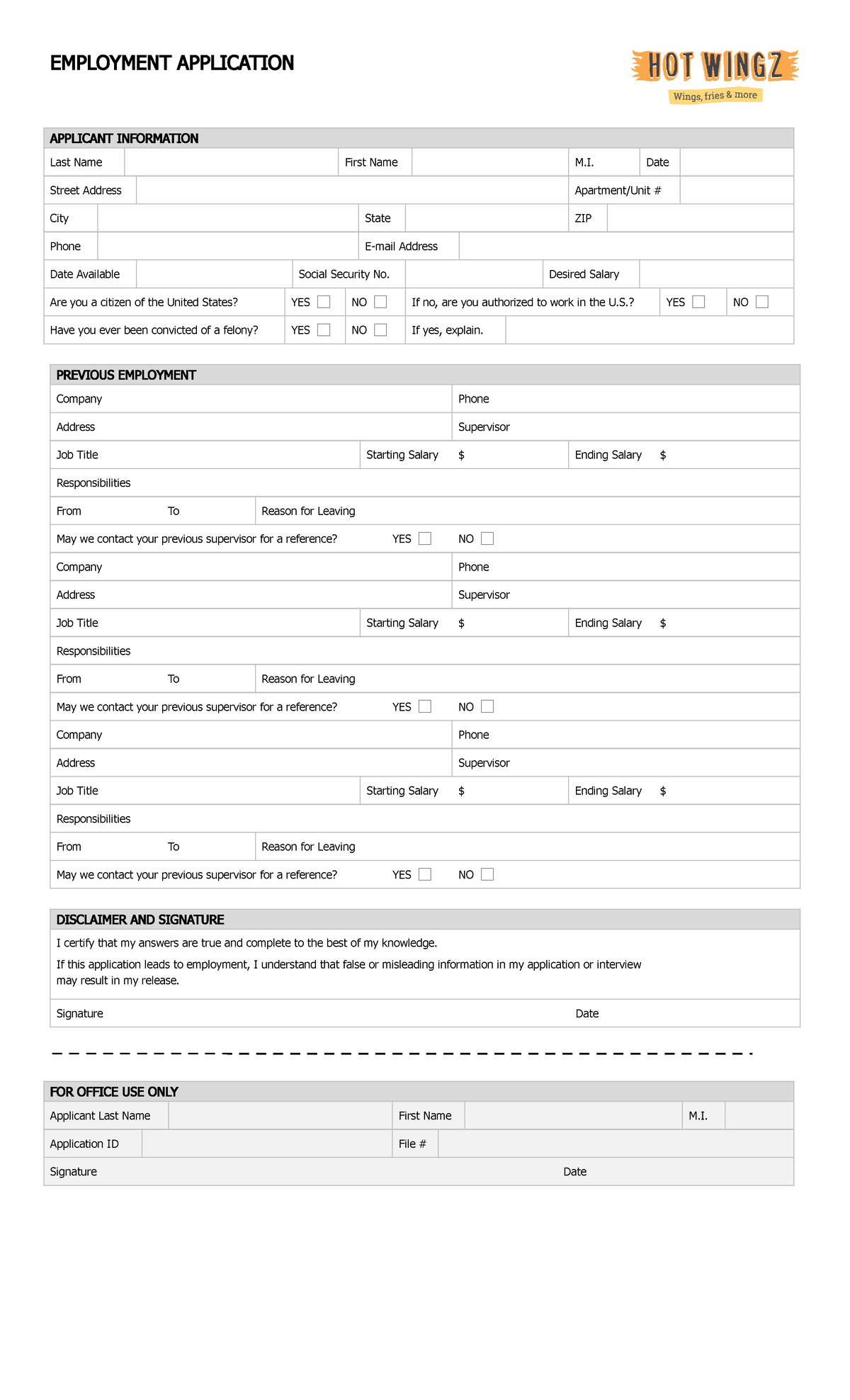 Word pagelayout practice - EMPLOYMENT APPLICATION APPLICANT INFORMATION ...