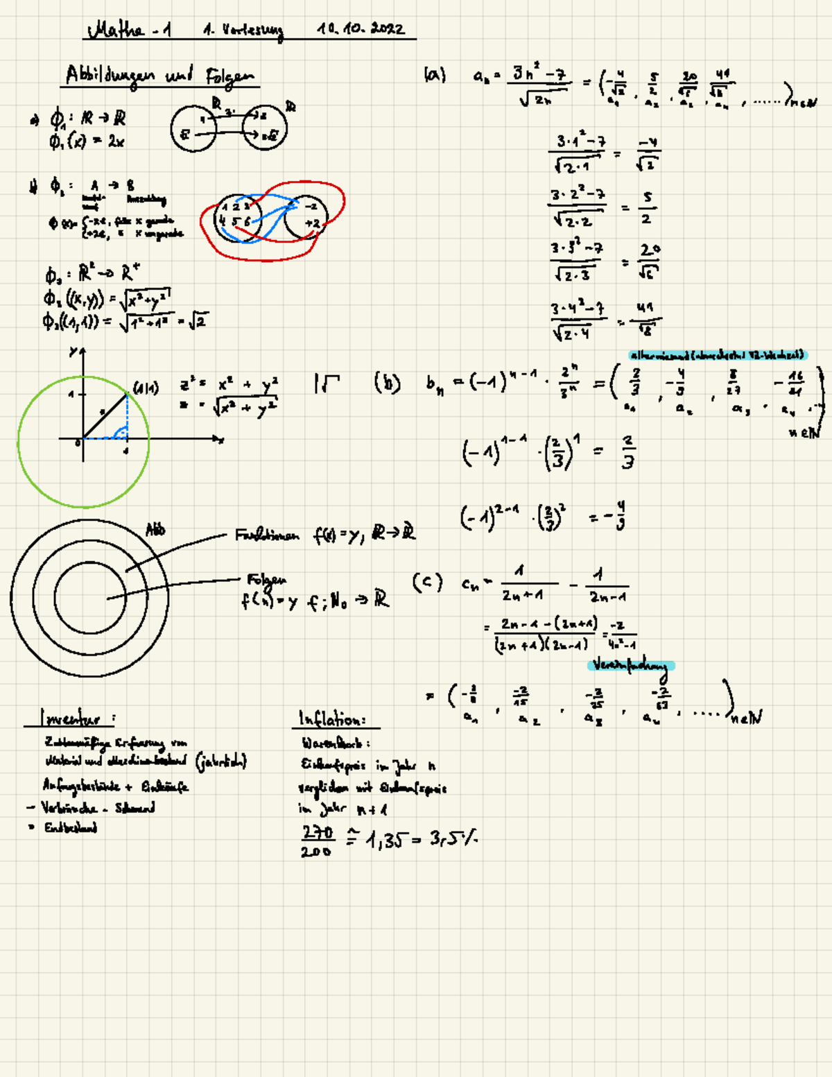 Zahlen und Folgen - Mathe - 1 1. Vorlesung 10. Abbildungen und Folgen ...
