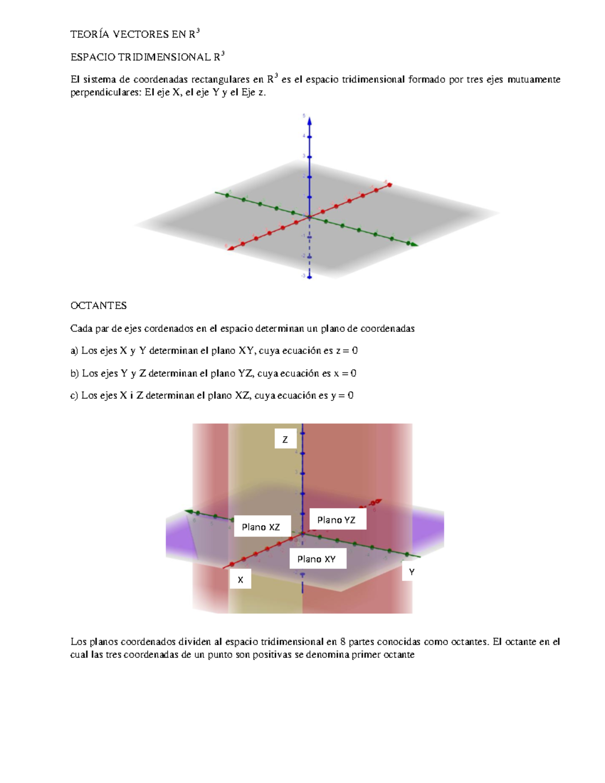 Teoría Vectores EN R3 - Practica - TEORÍA VECTORES EN R ESPACIO ...