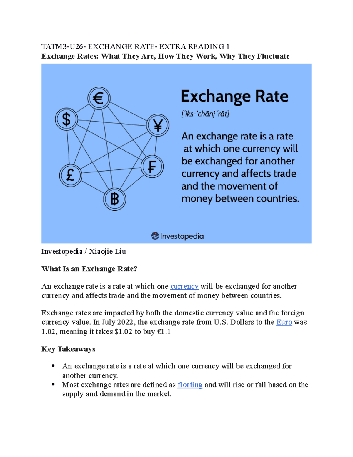 TATM3-U26- Exchange RATE- Extra Reading 1 - TATM3-U26- EXCHANGE RATE ...