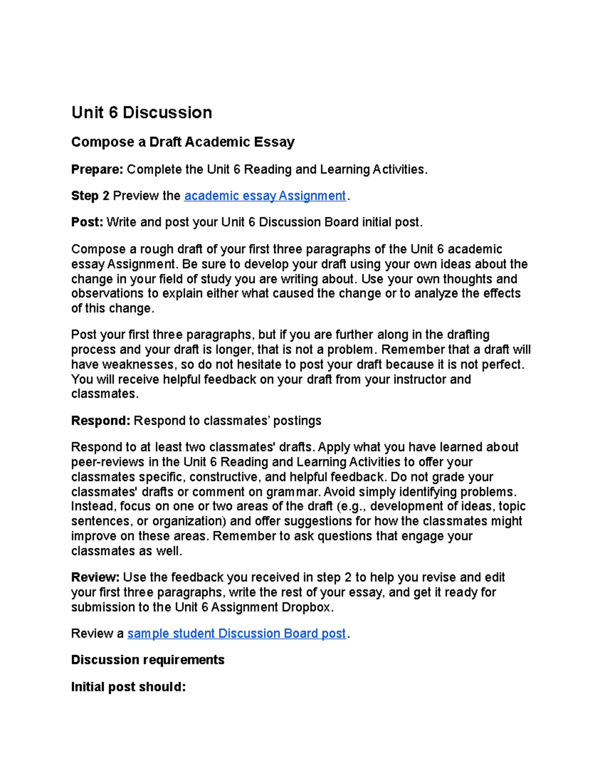 LDavis CM107 Unit 6 Discussion - Unit 6 Discussion Compose a Draft ...