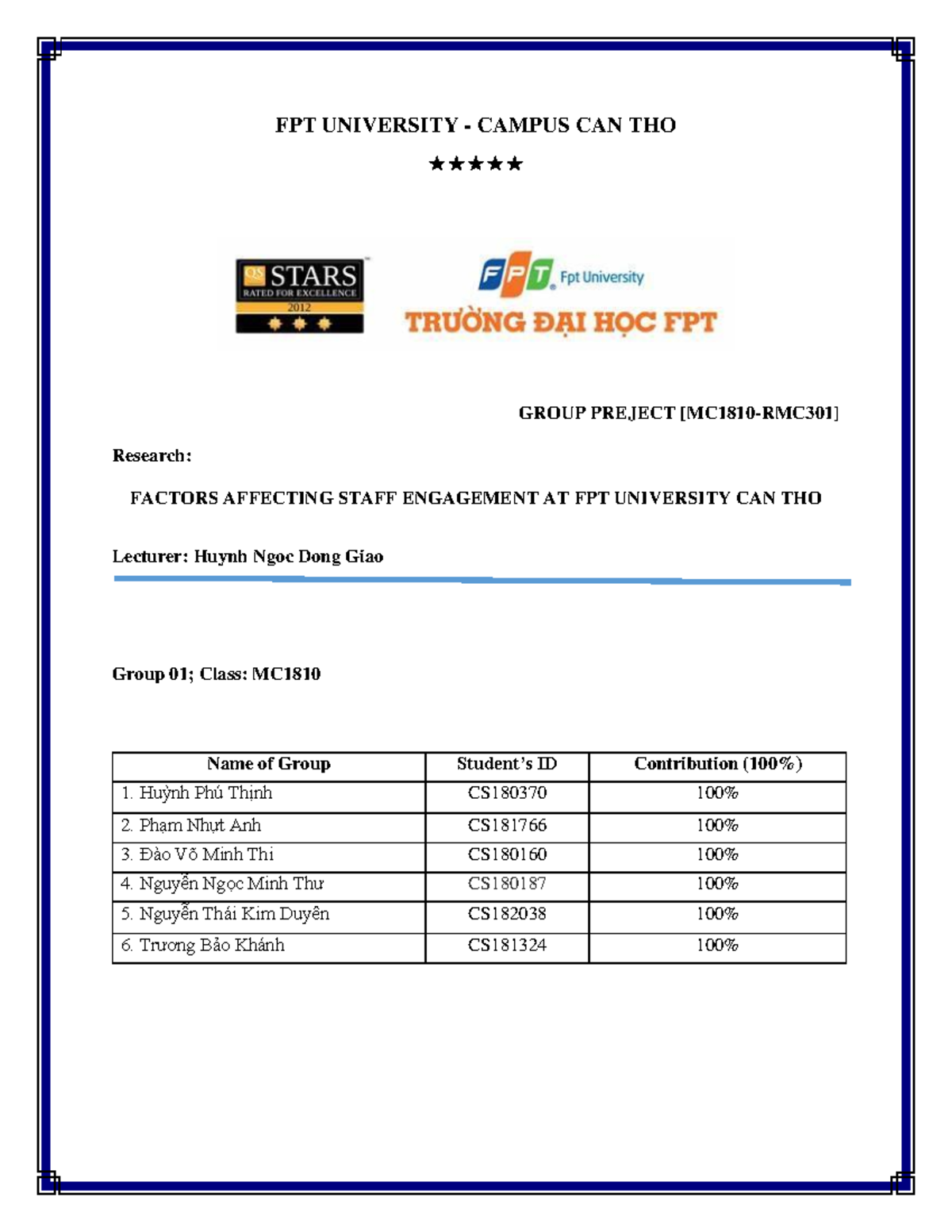 RMC - Group Project - FPT UNIVERSITY - CAMPUS CAN THO GROUP PREJECT ...