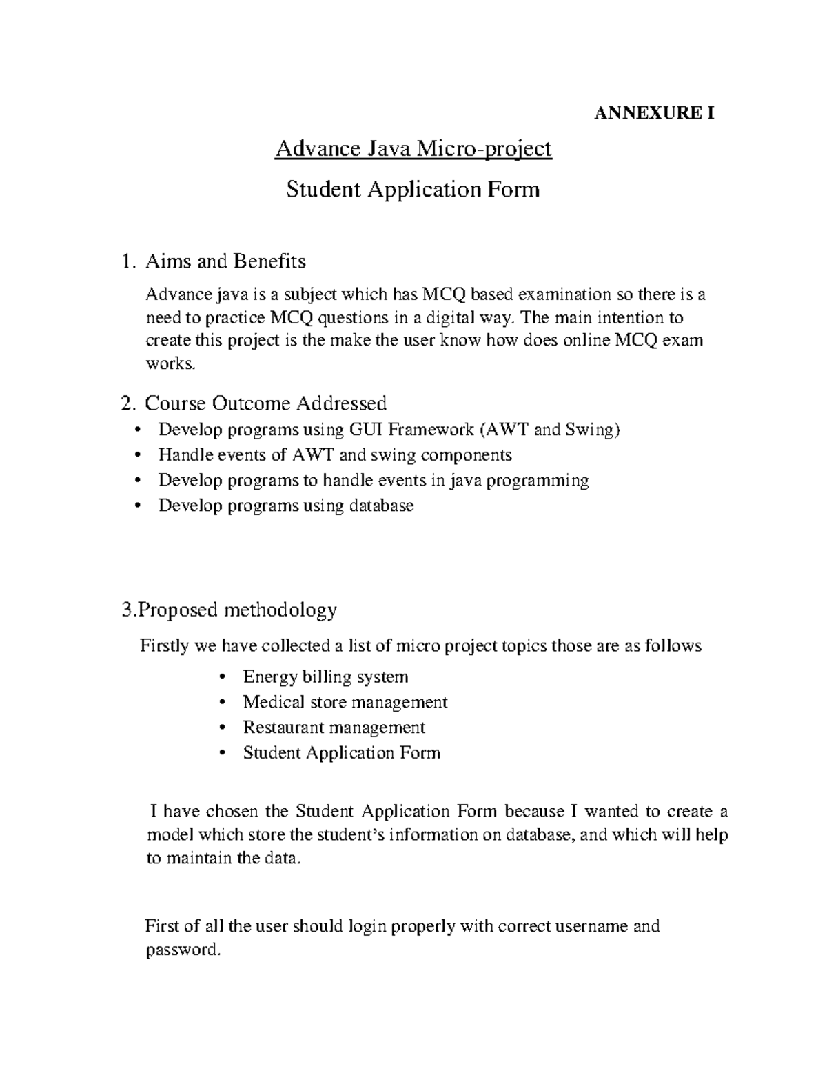 AJP microproject - ANNEXURE I Advance Java Micro-project Student Application Form 1. Aims and ...