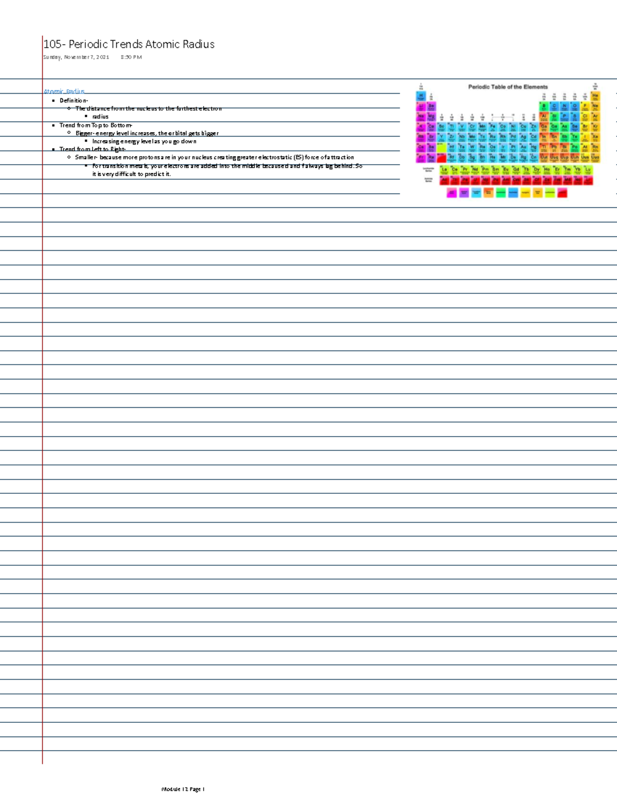 Periodic Trends Atomic Radius