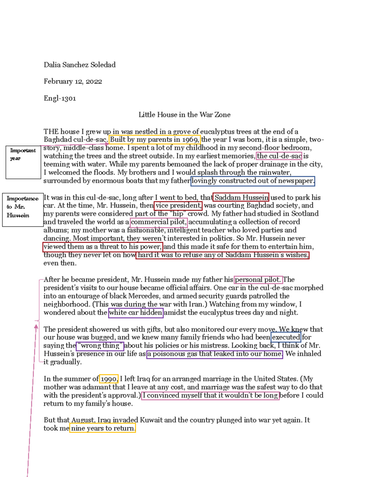 Little House in the War Zone Annotations - Dalia Sanchez Soledad ...