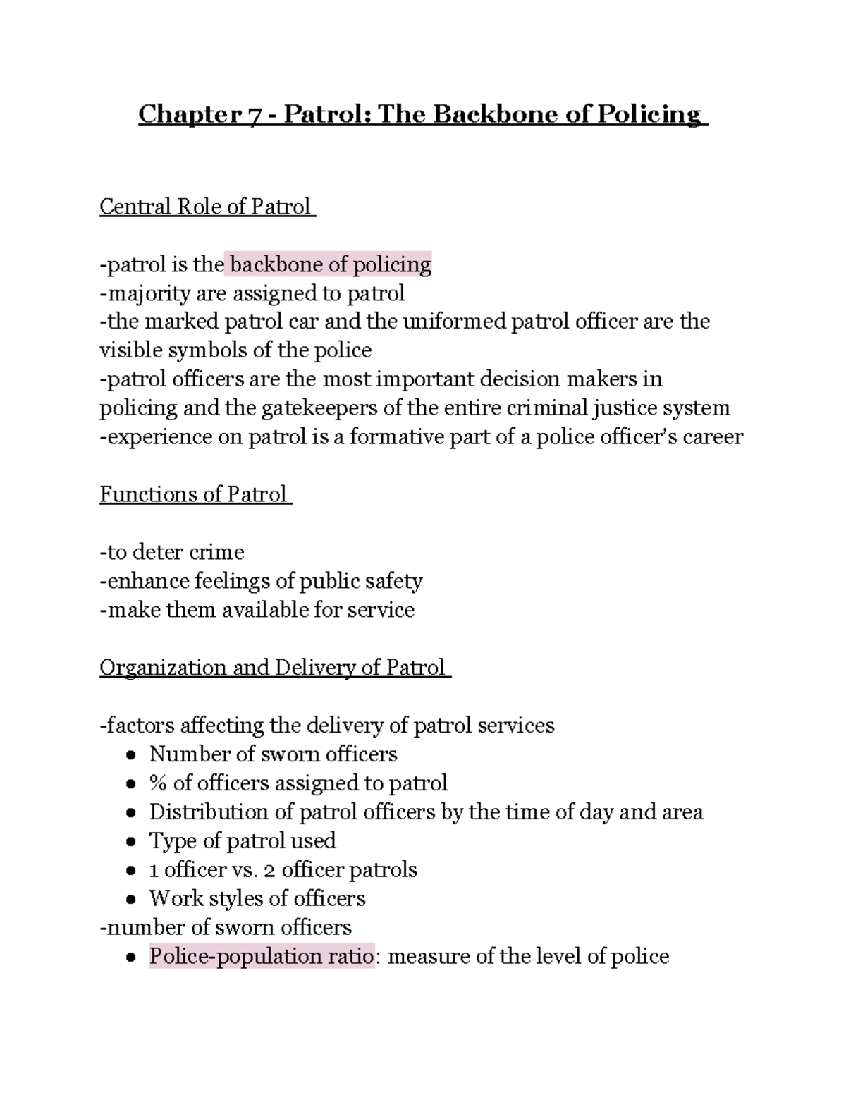 Chapter 7 Patrol-the backbone of policing - Chapter 7 - Patrol: The ...