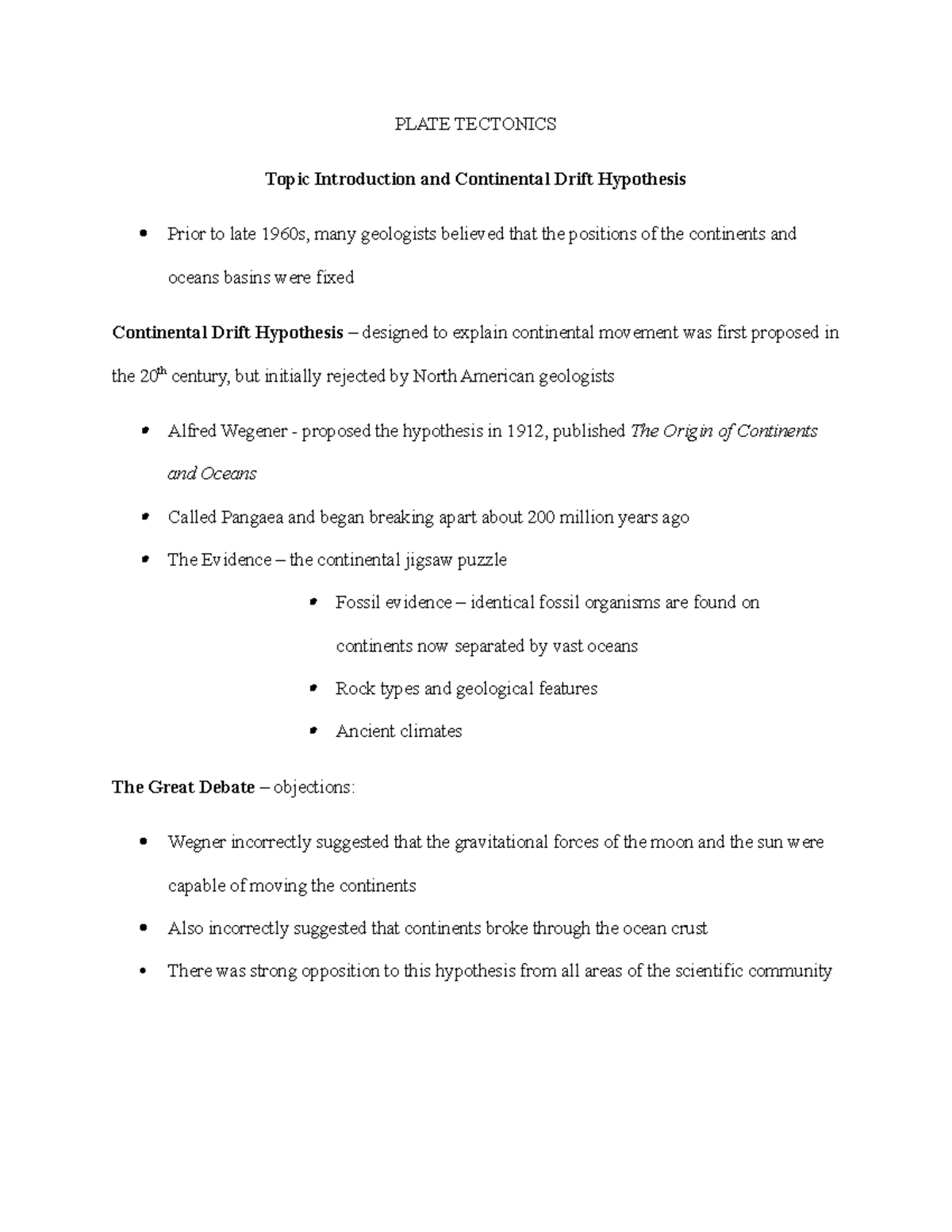 Plate Tectonics pt 1 - PLATE TECTONICS Topic Introduction and ...