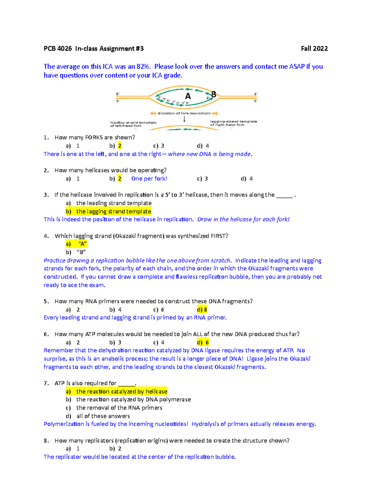 I-CA #3 KEY Fall 2022 posting - PCB 4026 In-class Assignment #3 Fall ...