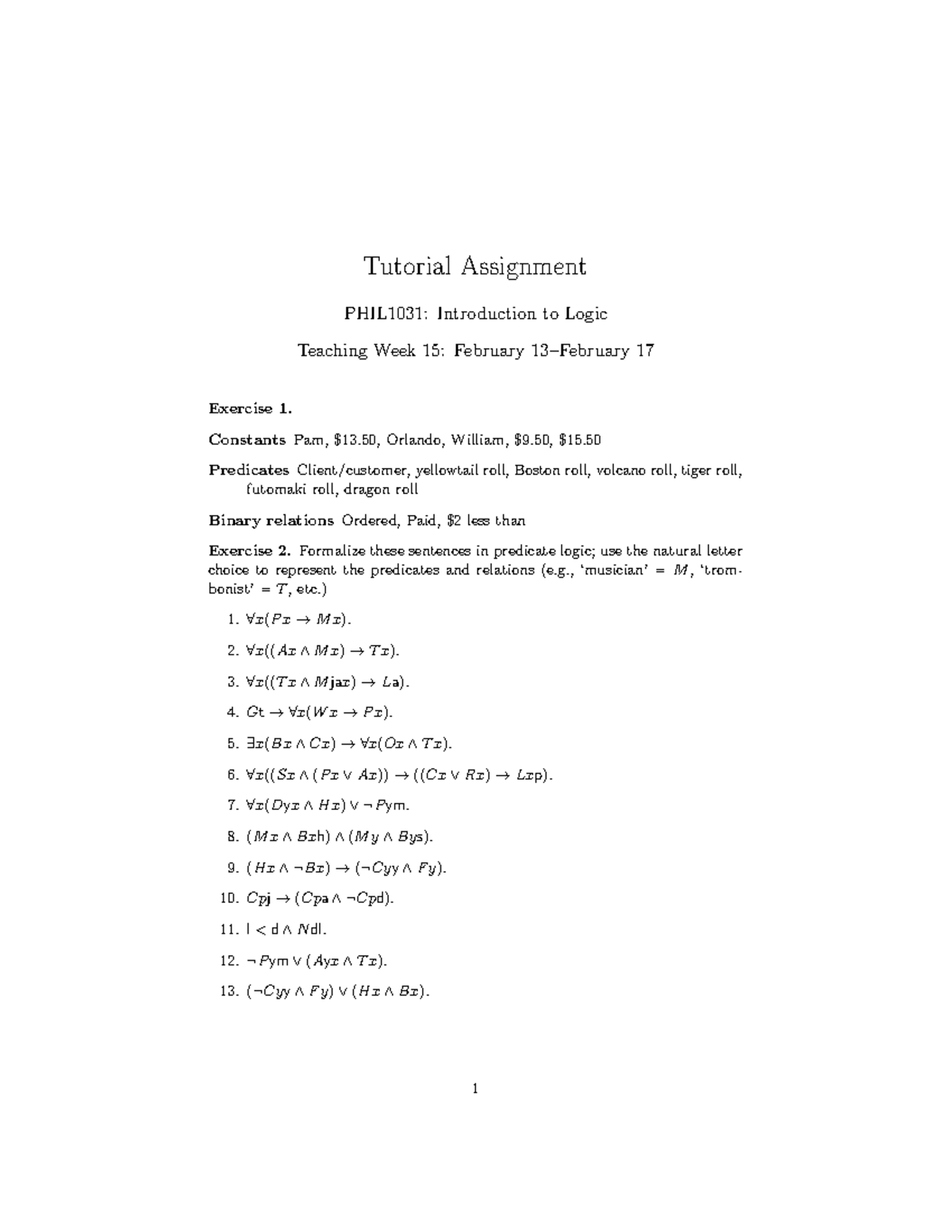 Tutorial Assignment February 13 17 Answers Tutorial Assignment Phil1031 Introduction To