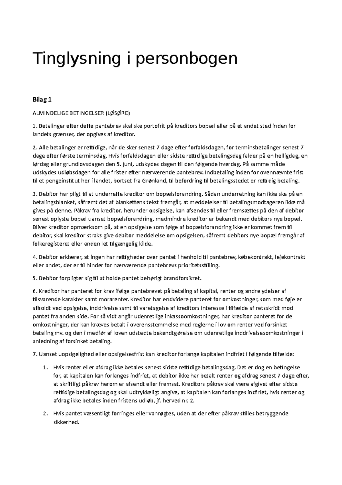 Tinglysning i personbogen, bilag 1 - 5 - Tinglysning i personbogen ...