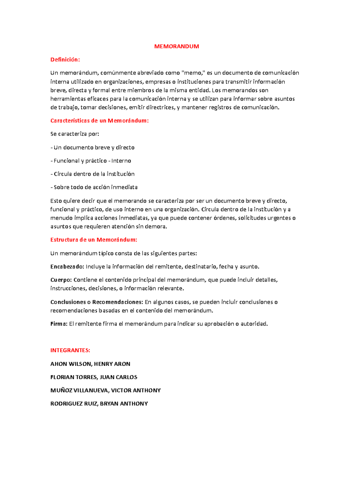 Memorandum - MEMORANDUM Definición: Un memorándum, comúnmente abreviado ...