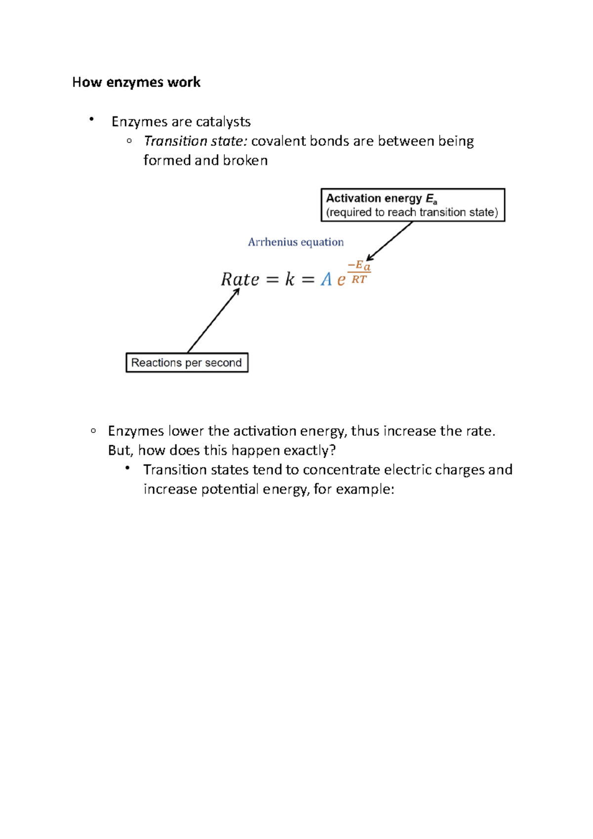 Notes Lecture 3 Biochem on how enzymes work - How enzymes work Enzymes ...