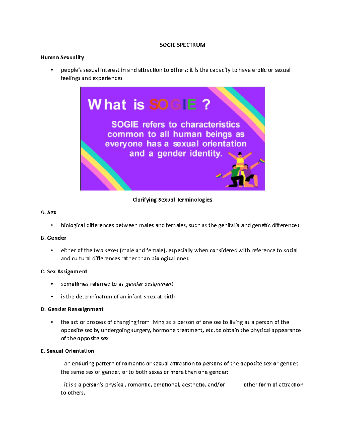 Lecture-3 - Gender - SOGIE SPECTRUM Human Sexuality - people’s sexual ...