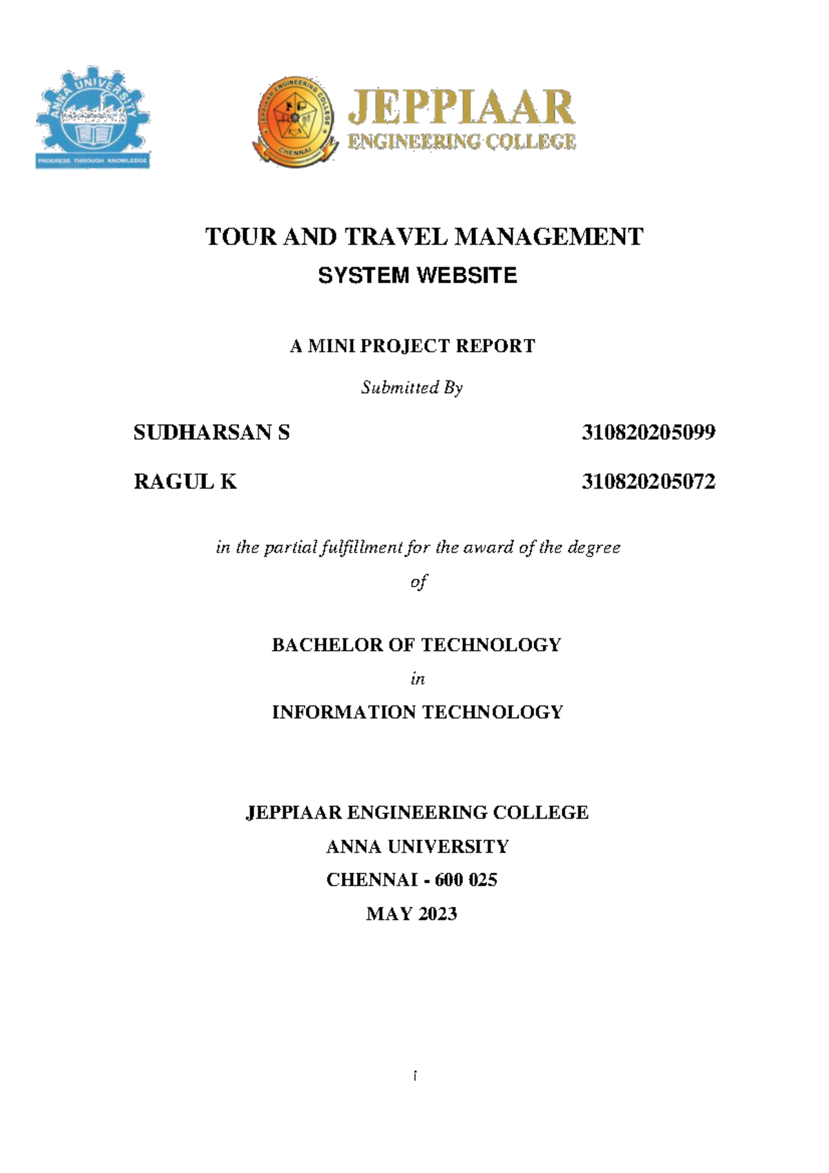 Tourism - i TOUR AND TRAVEL MANAGEMENT SYSTEM WEBSITE A MINI PROJECT ...