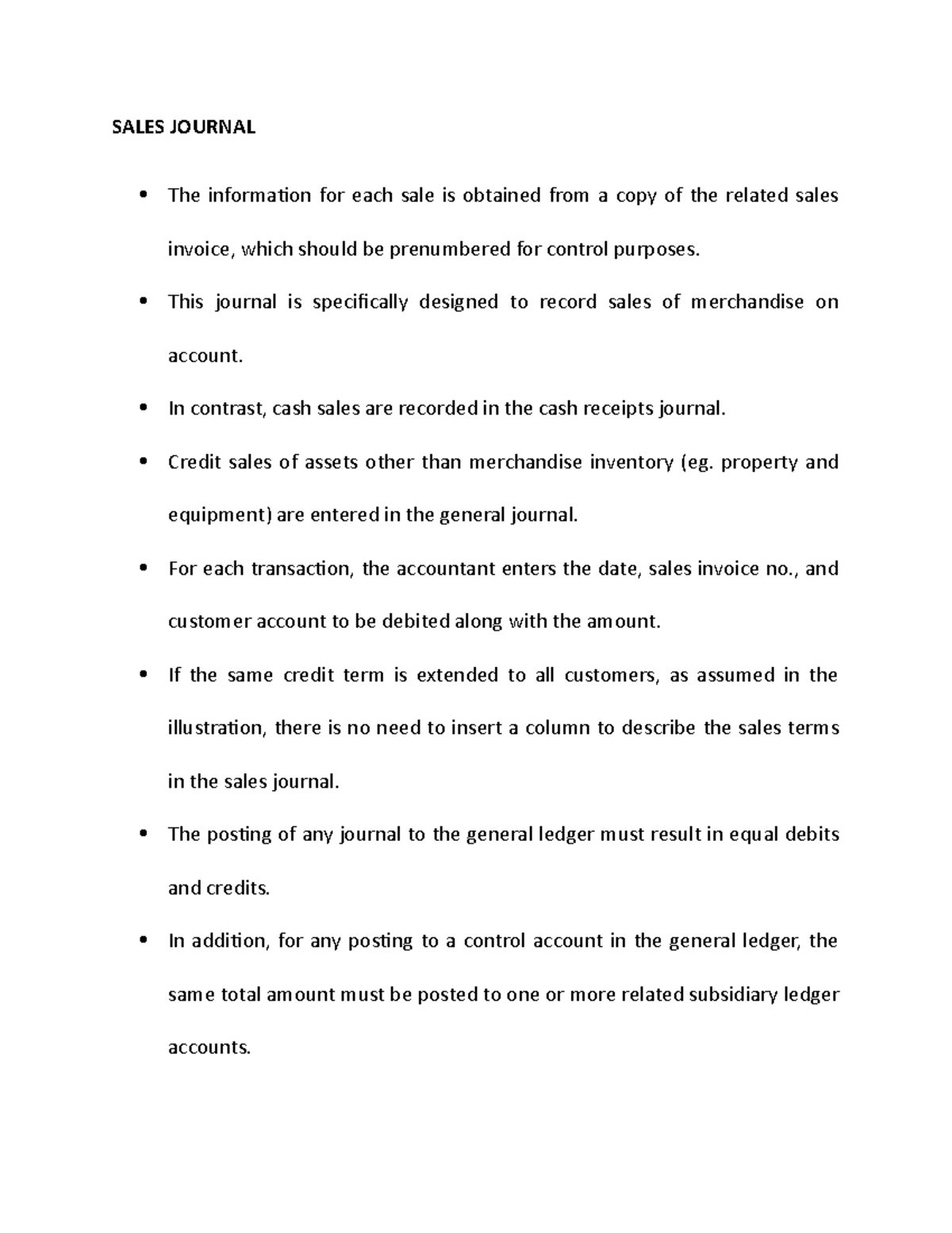 Sales Journal - SALES JOURNAL The information for each sale is obtained ...