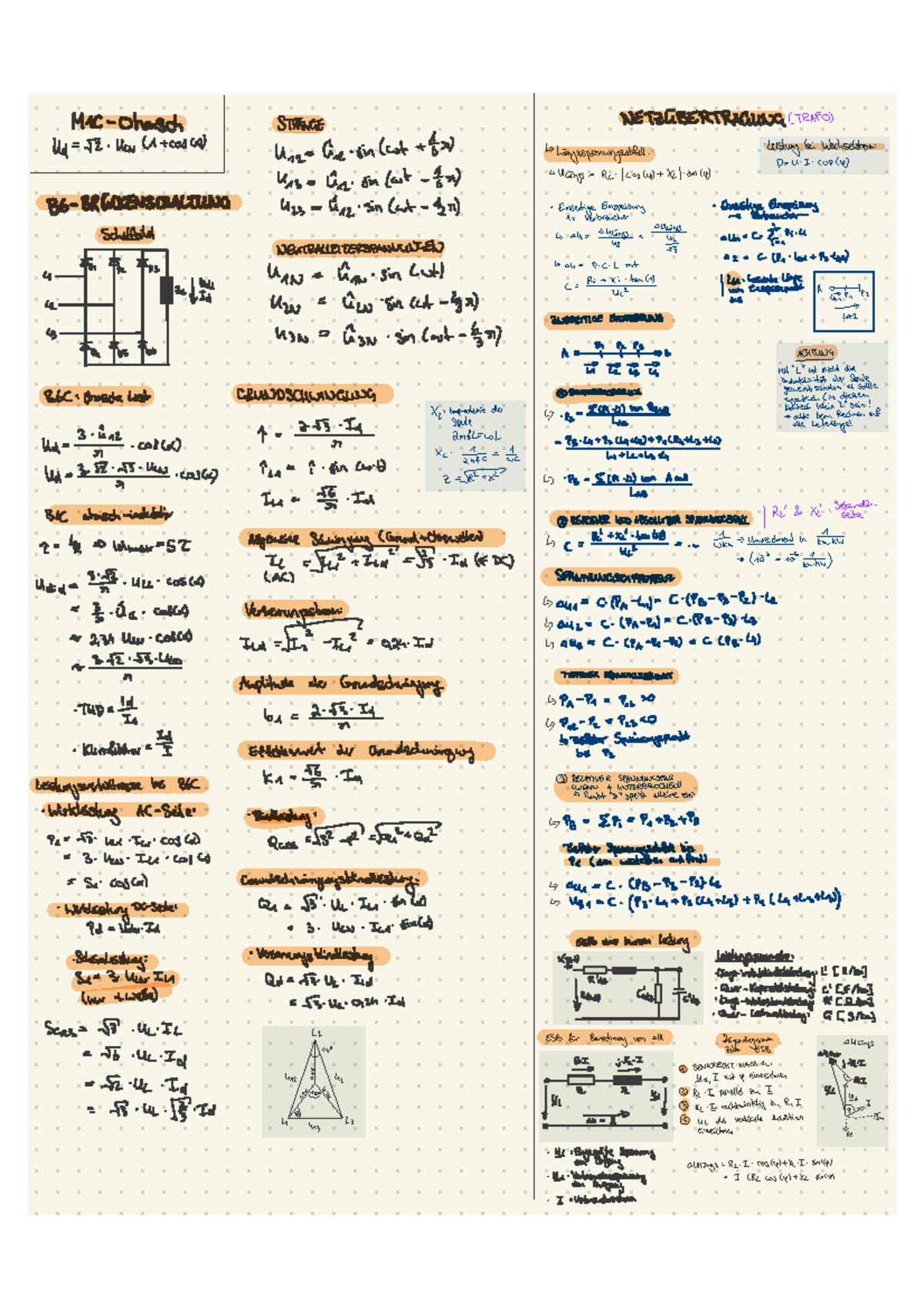 ER VK 2 - Formelsammlung - M1C-Ohmsch STRANGE NETZUBERTRAGUNG (TRAFO ...