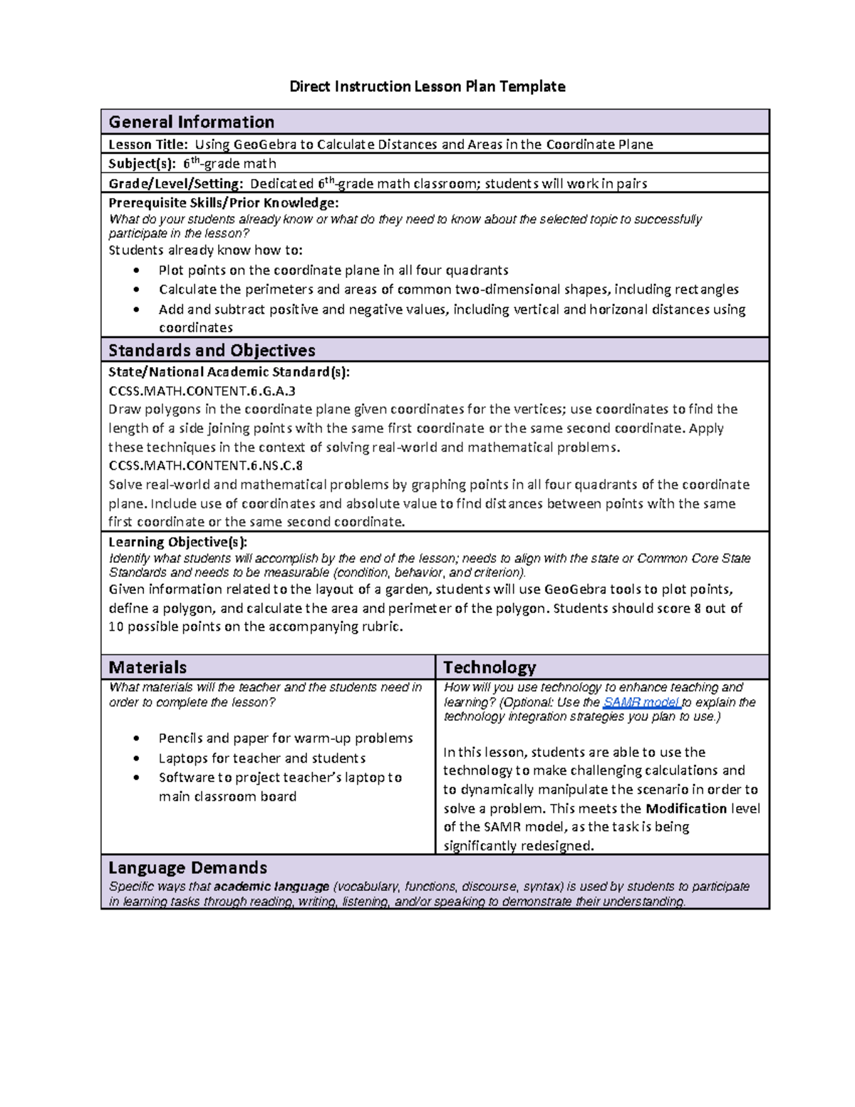 Lp direct instruction exemplar math grade 6 - Direct Instruction Lesson ...