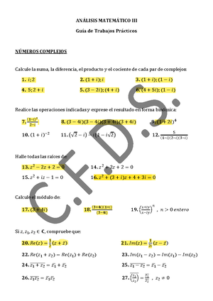 00 Análisis Matemático III Guia TP UCC - AN¡LISIS MATEM¡TICO III GuÌa de Trabajos Pr·cticos N ...