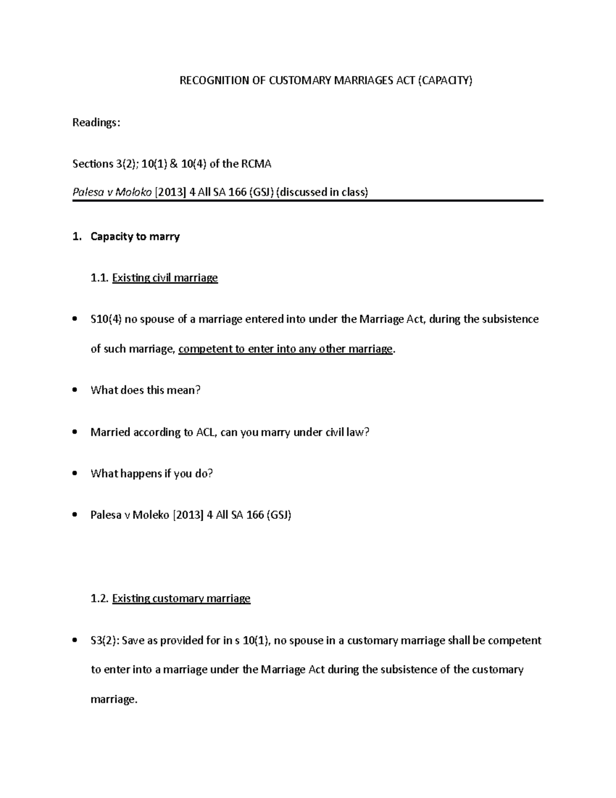13.5 Recognition of Customary Marriages Act Capacity - RECOGNITION OF ...