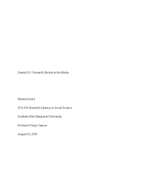 SCS 285 Module 8 Discussion - Hi everyone! Good job to all on making it ...