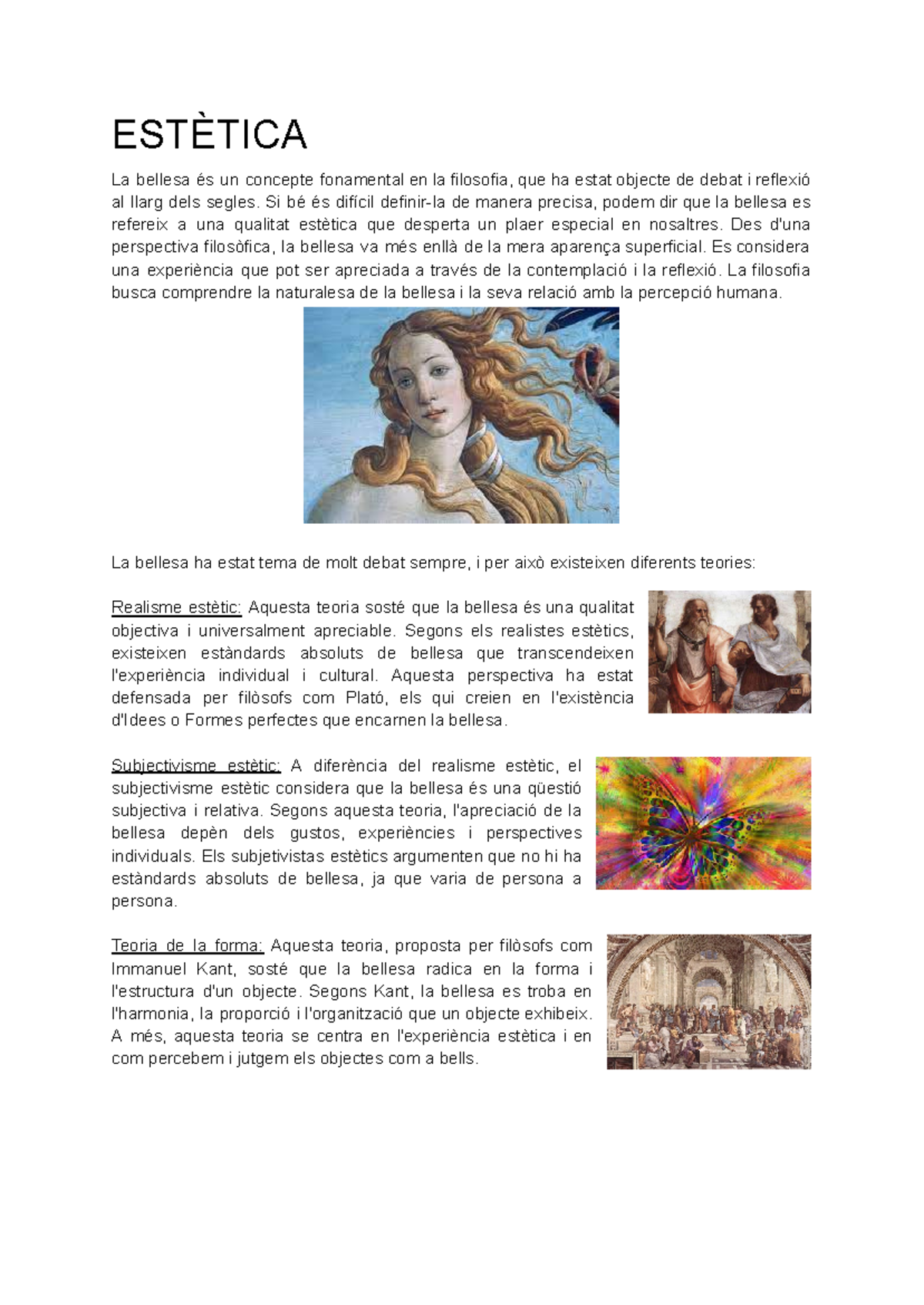 Estètica - bellesa - ESTÈTICA La bellesa és un concepte fonamental en ...