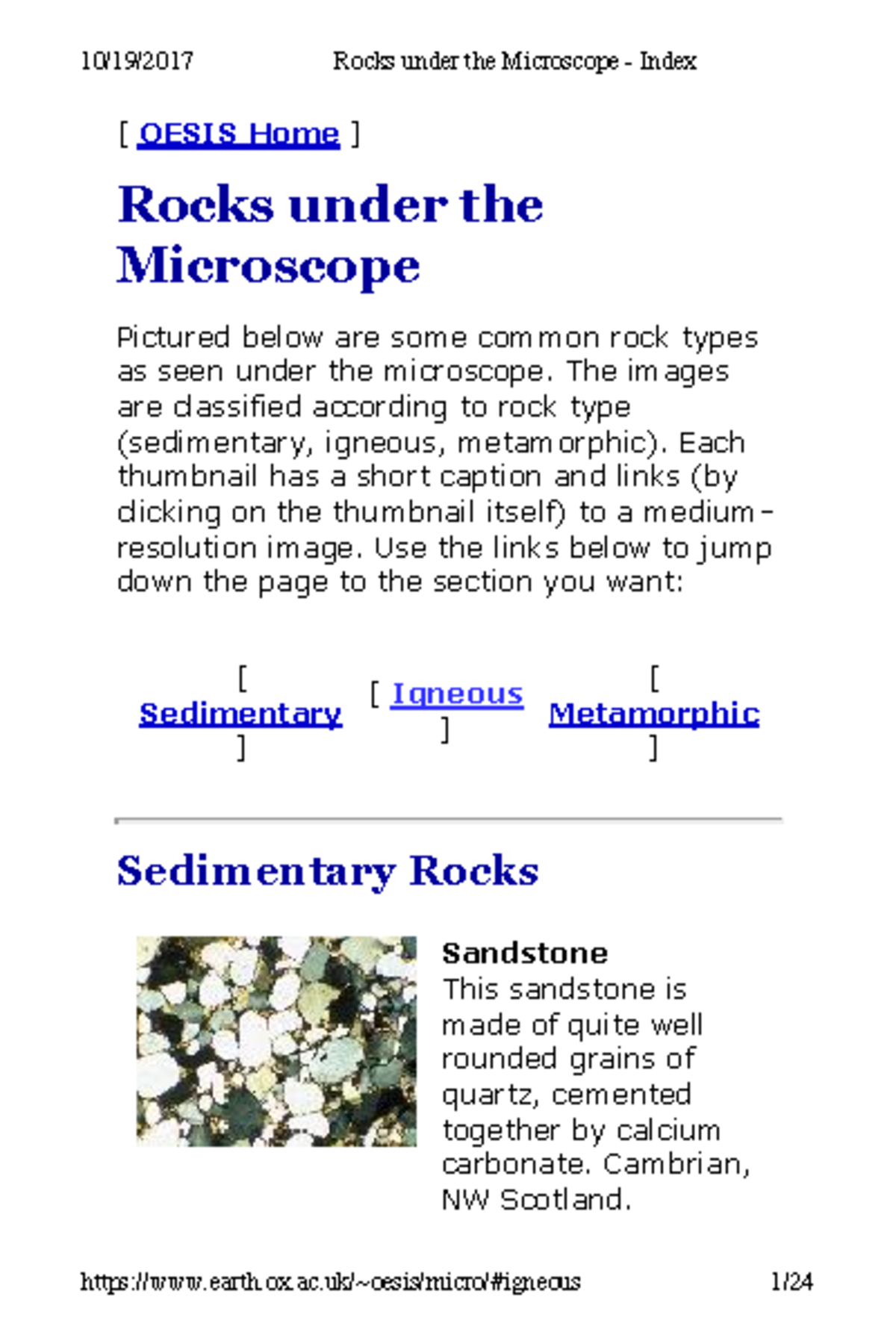 Rocks under the Microscope - Index - [ OESIS Home ] Rocks under the ...