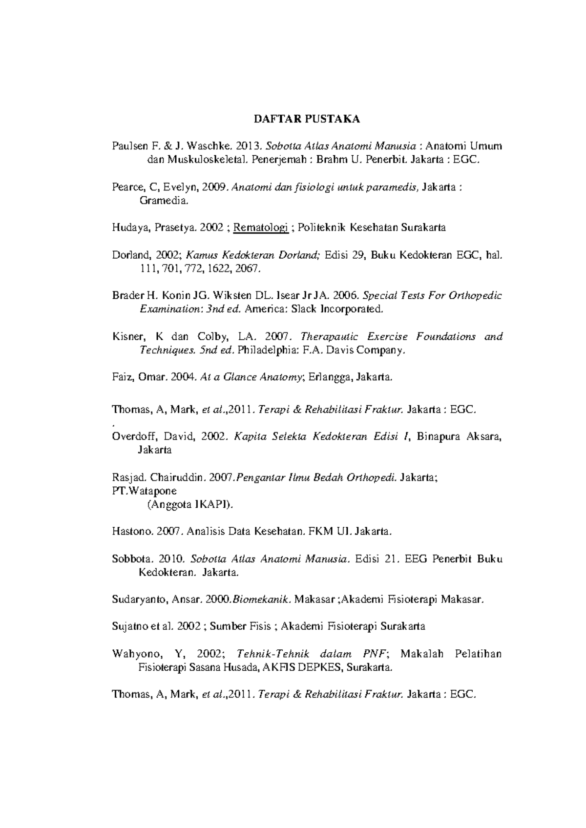 09. Pustaka - good - DAFTAR PUSTAKA Paulsen F. & J. Waschke. 2013 ...