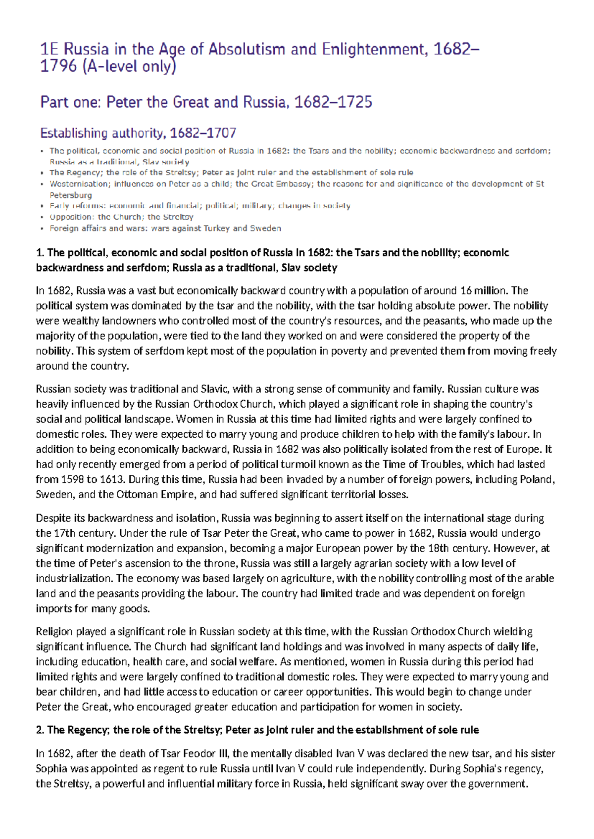 1E Russia in the Age of Absolutism and Enlightenment 1682 1796 - The ...