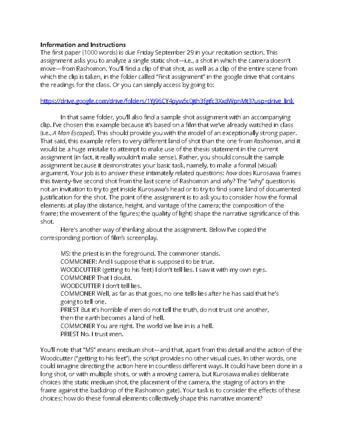 shot analysis fall 2023 - Information and Instructions The first paper ...