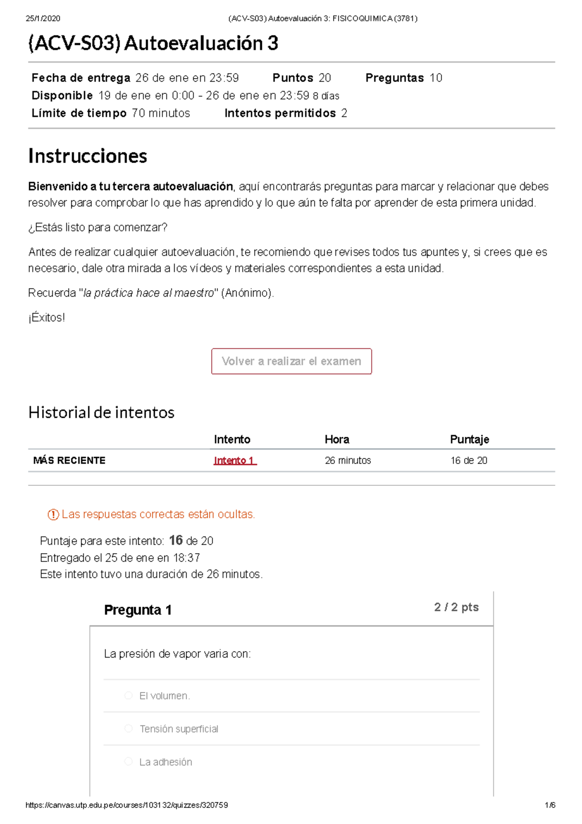 (ACV-S03) Autoevaluación 3 Fisicoquimica (3781)semana 1 Modulo Ciclo 1 - (ACV-S03 ...