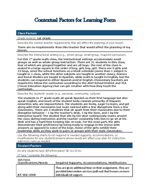 Contextual factors for learning form - Contextual Factors for Learning ...