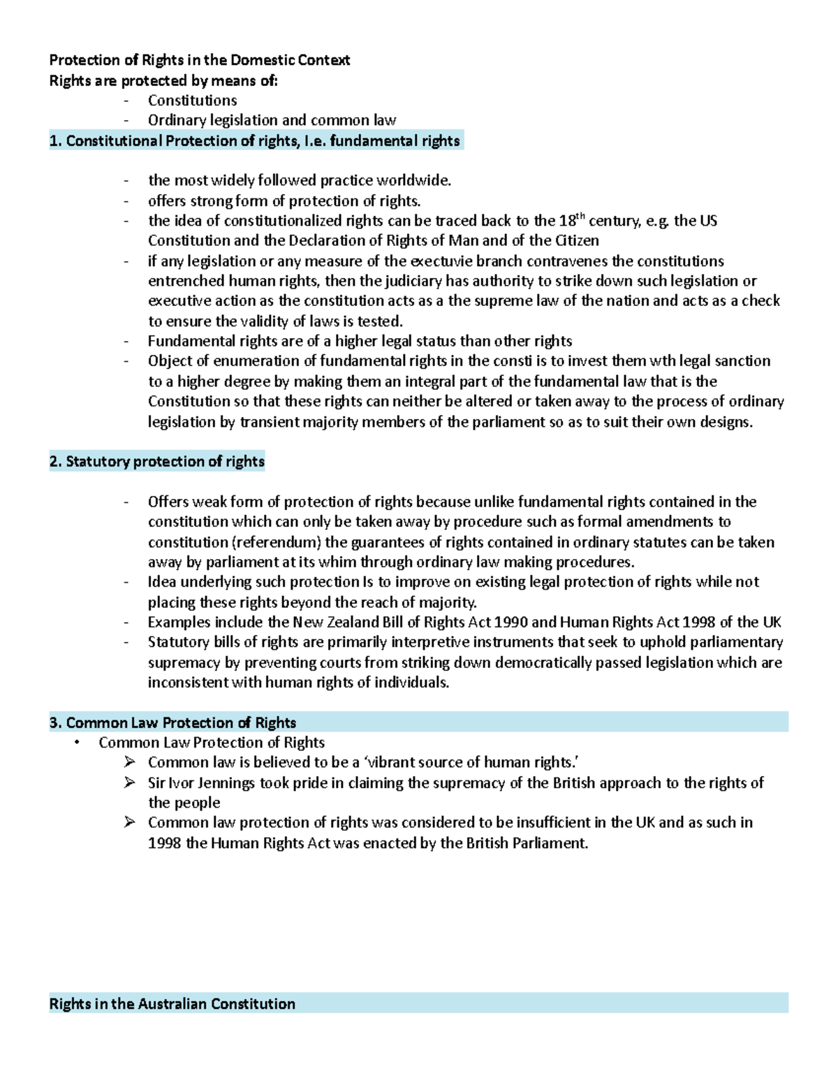 WK11- Human Rights in the Constitution - Protection of Rights in the ...