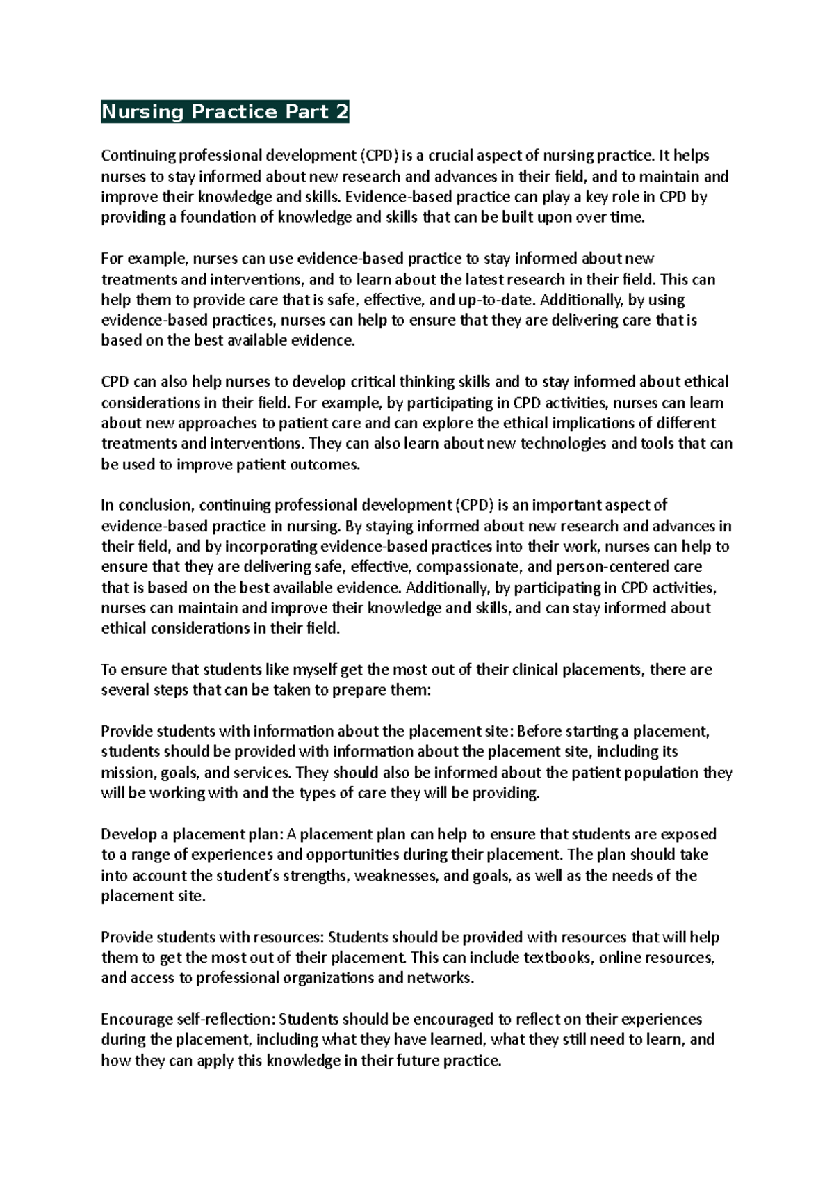 Nursing Practice Part 2 - It helps nurses to stay informed about new ...