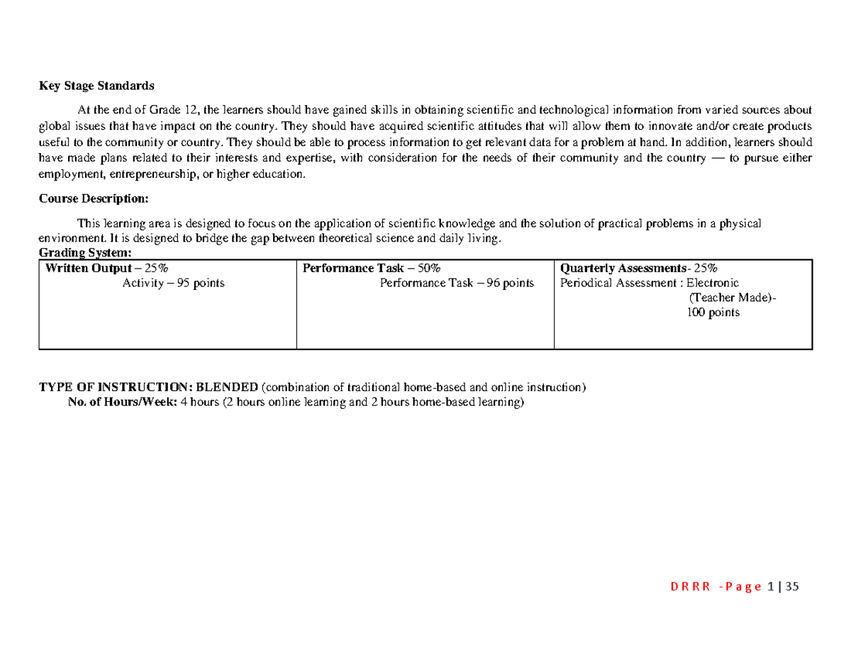COR 11 DRRR - Disaster Readiness and Risk Reduction - Key Stage ...