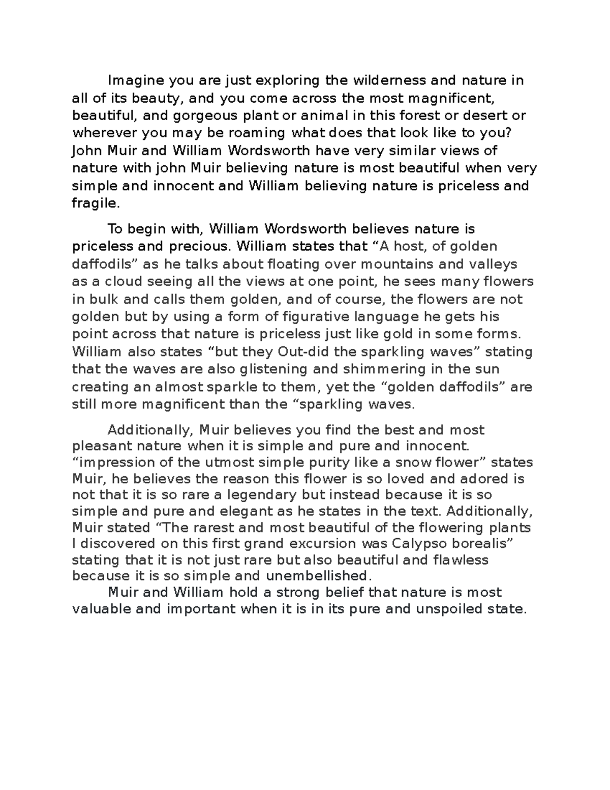 Info nature essay - FLVS - Imagine you are just exploring the ...