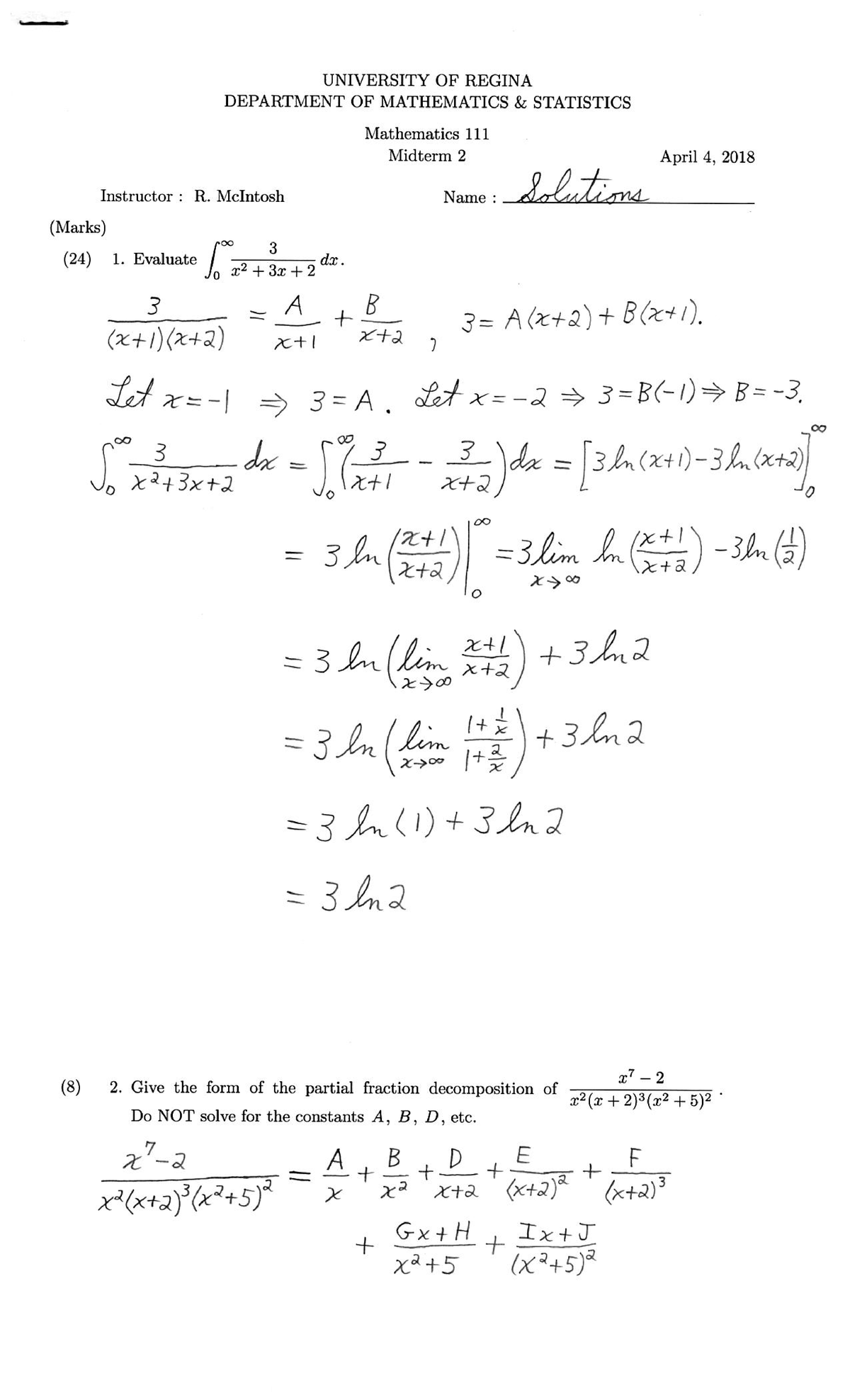 Math 111-W2018-Midterm 2-sol - MATH 111 - Studocu
