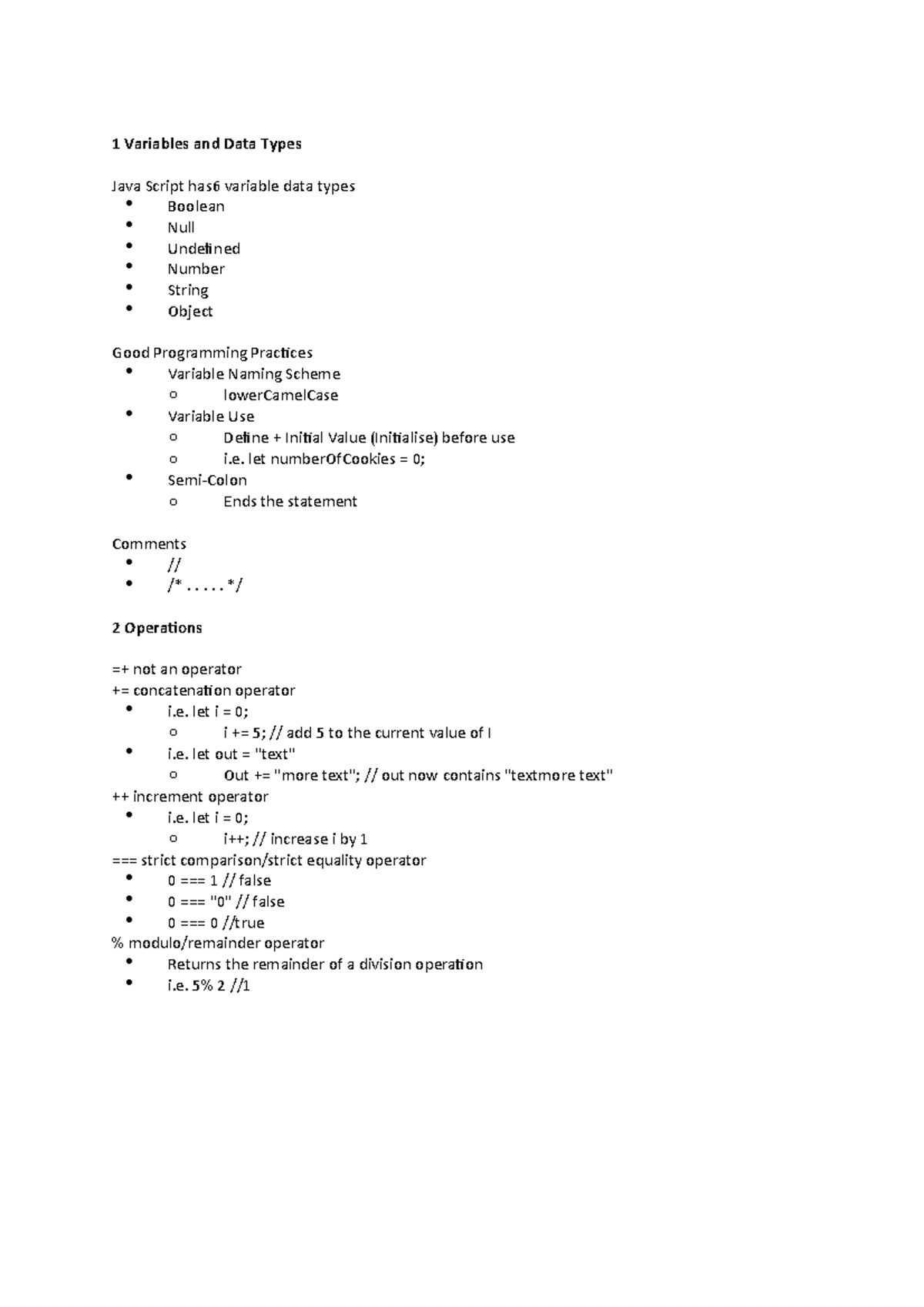 Week 1 - ENG1003 - Workshop 1 Notes - 1 Variables and Data Types - Studocu