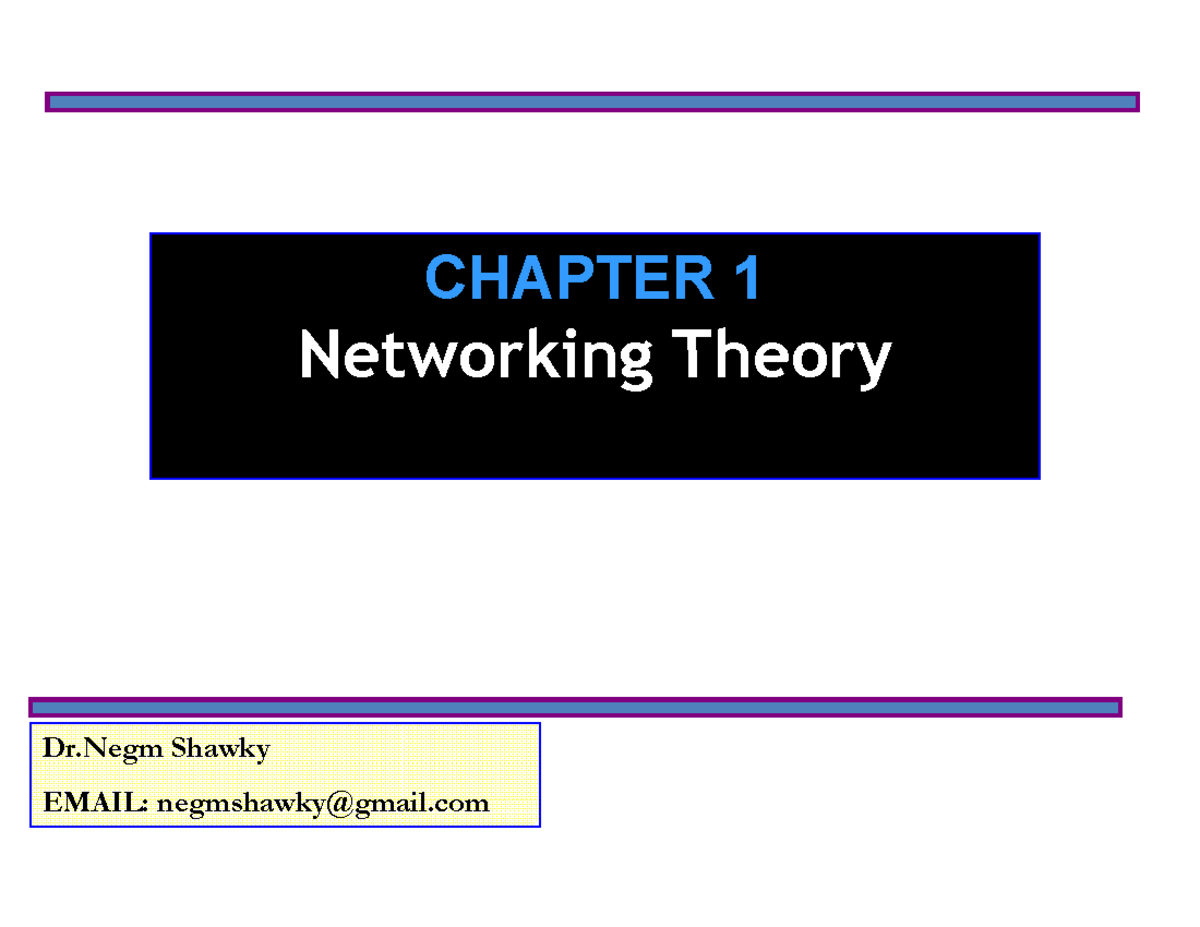 Lecture4 Networking Theory Part 2 Chapter 1 Networking Theorynetworking Theory Dr Shawky