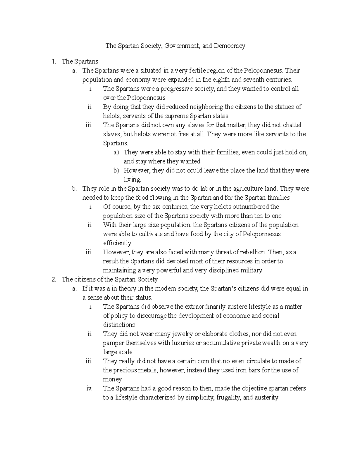 The Spartan Society - Notes - The Spartan Society, Government, and ...