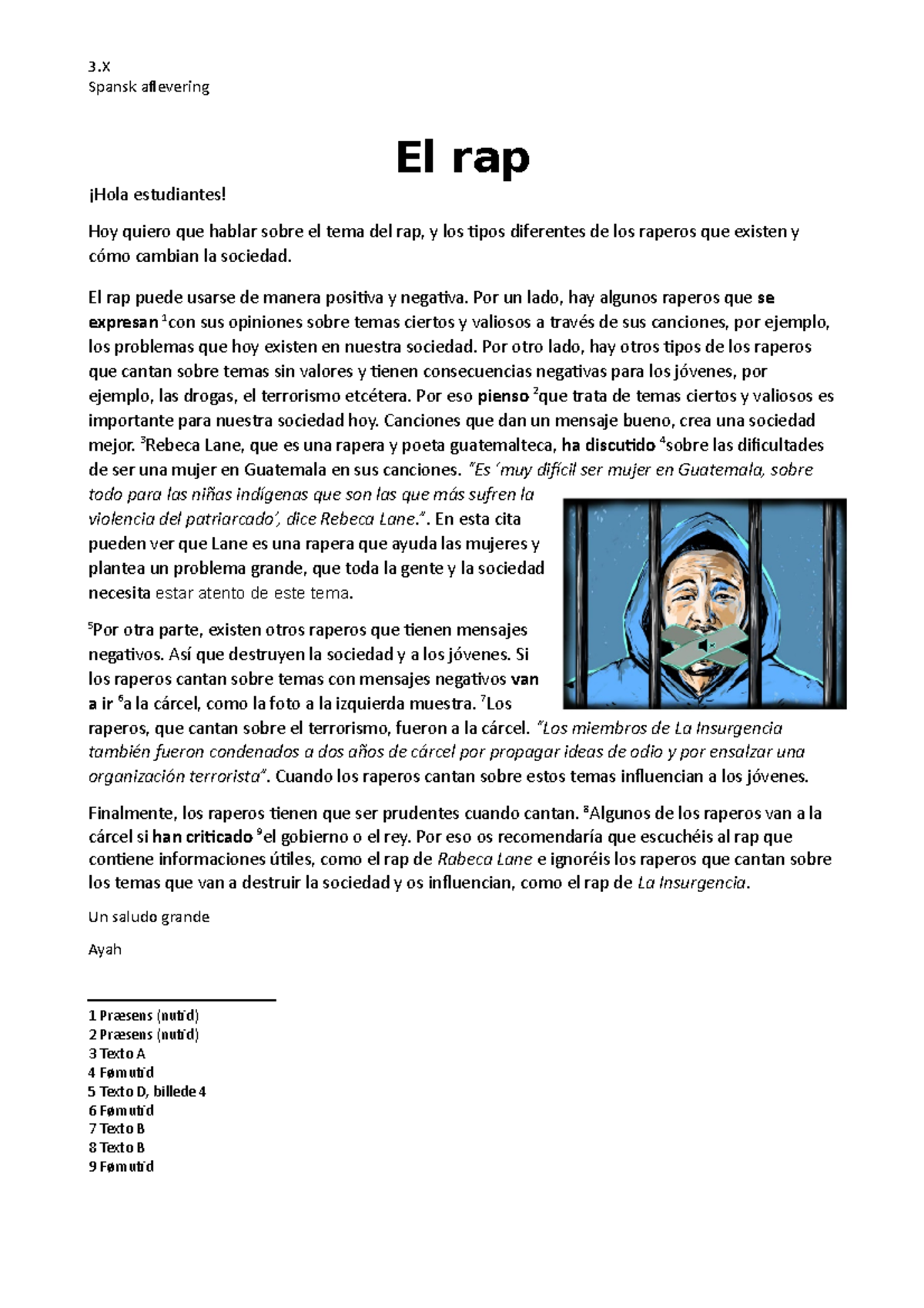 El rap - En aflevering som er fra en tidligere eksamensopgave. - 3 ...