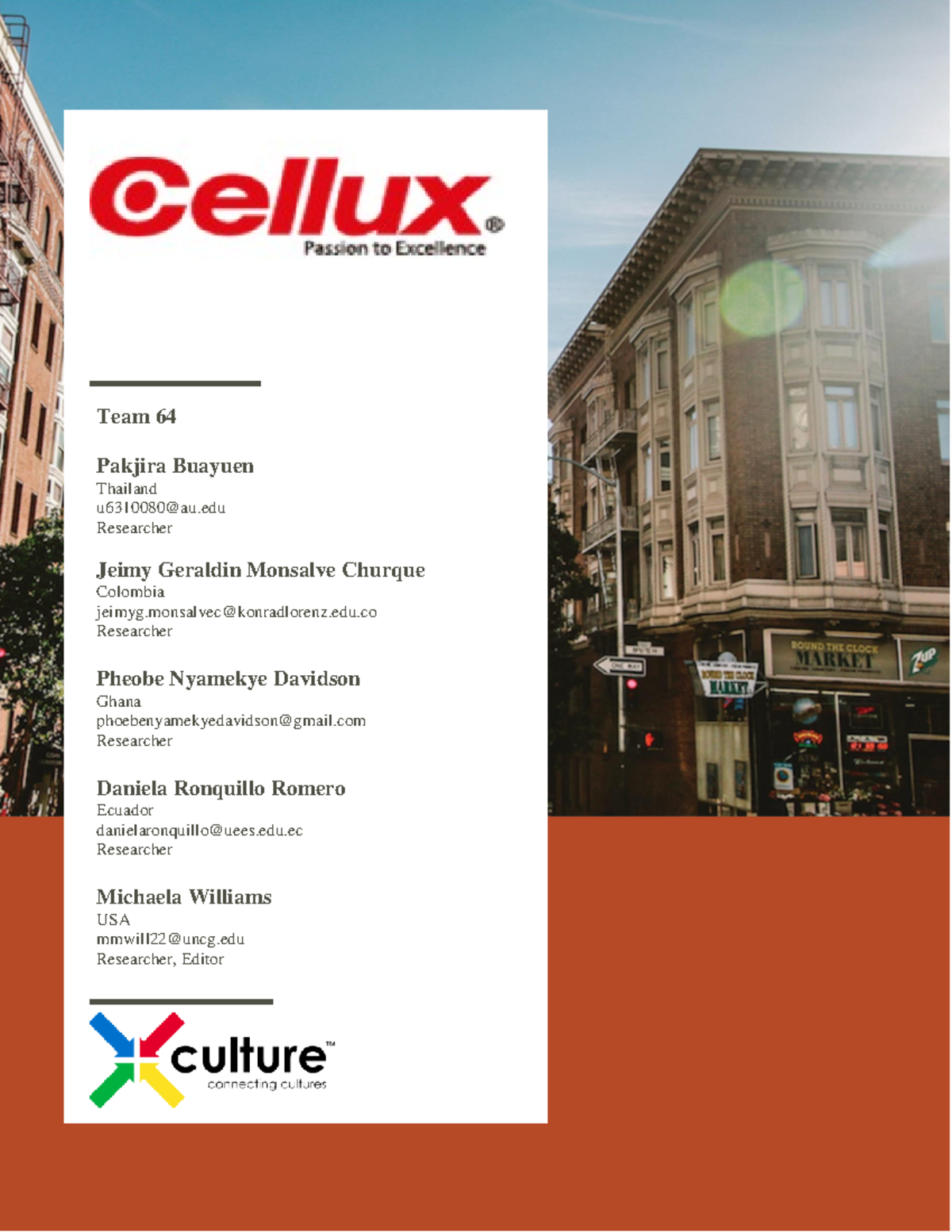 Xculture assignment Cellux - Team 64 Pakjira Buayuen Thailand u6310080 ...
