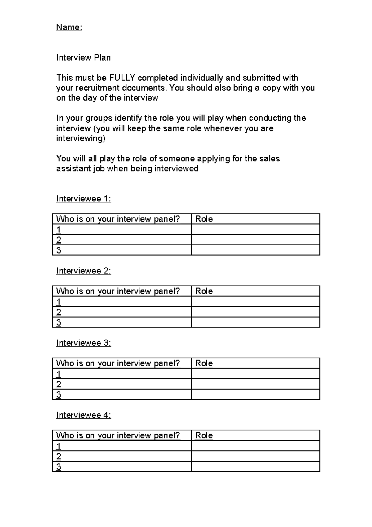 Interview Plan Unit 8 - Interview Plan This must be FULLY completed ...