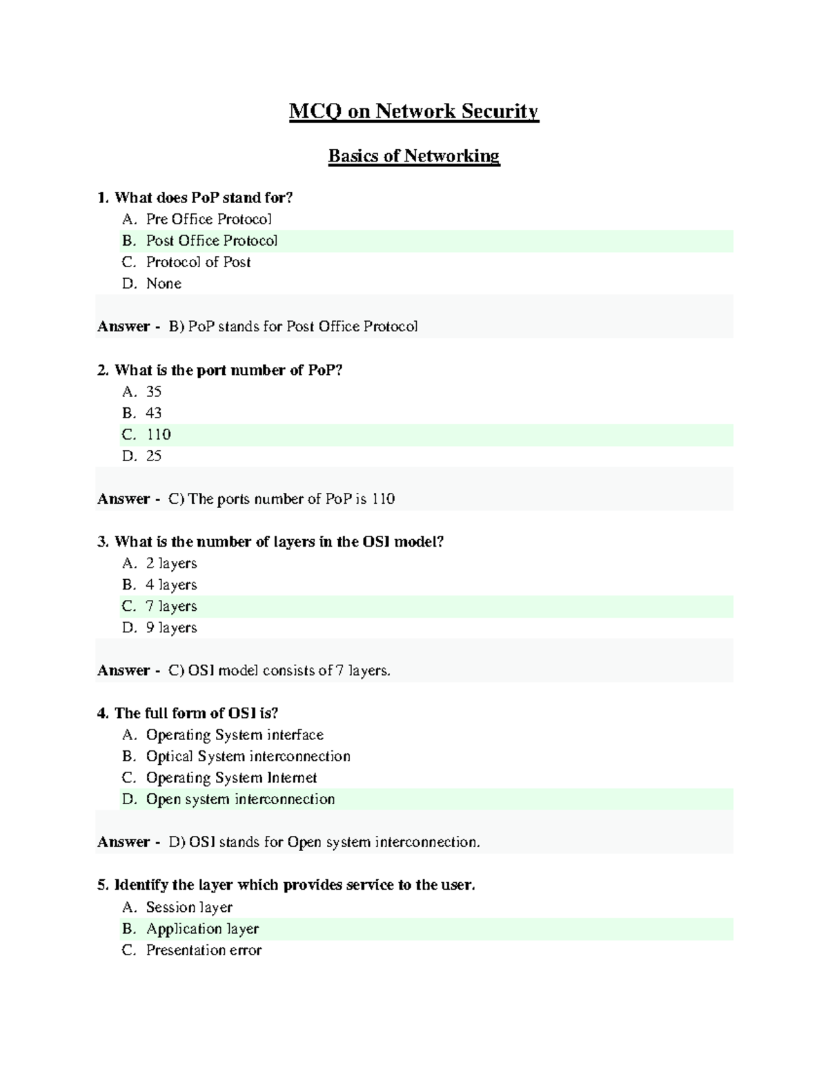 Mcq On Network Security Mcq On Network Security Basics Of Networking What Does Pop Stand For