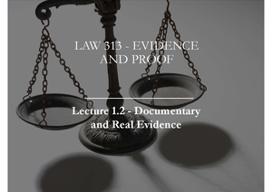 LAW313 - UNE - Evidence and Proof - Studocu