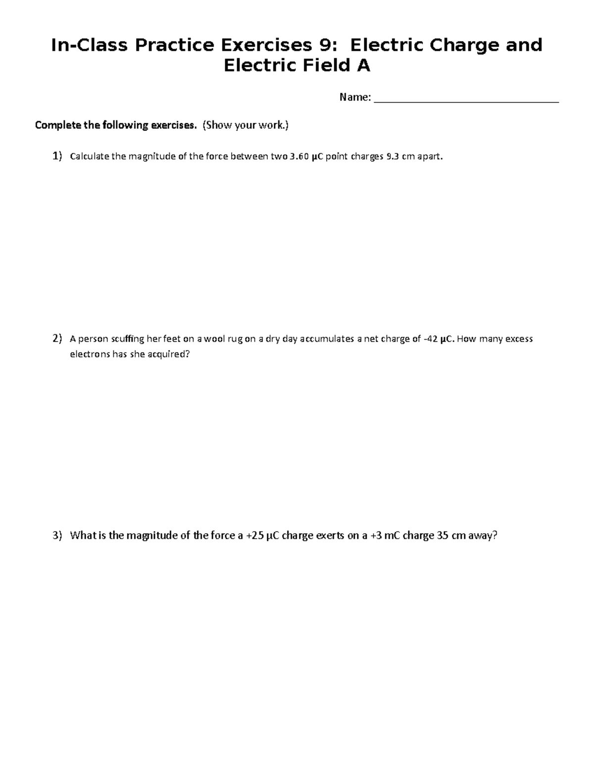 In Class practice exercises 9 for Chapter 16A (ICPE 9 - Ch16A) - In ...