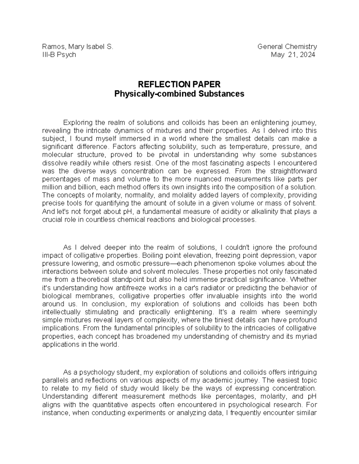 Ramos III-B Psych Reflection Module 6 - Ramos, Mary Isabel S. General ...