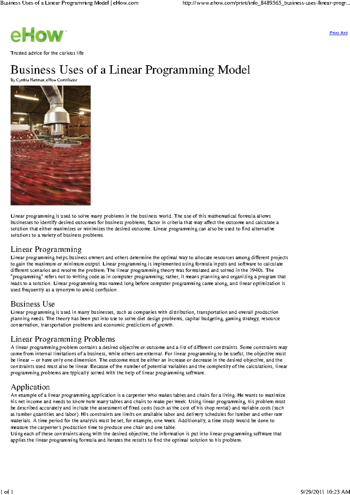 QM Summary for Unit 1 - Print Artic Linear programming helps business ...