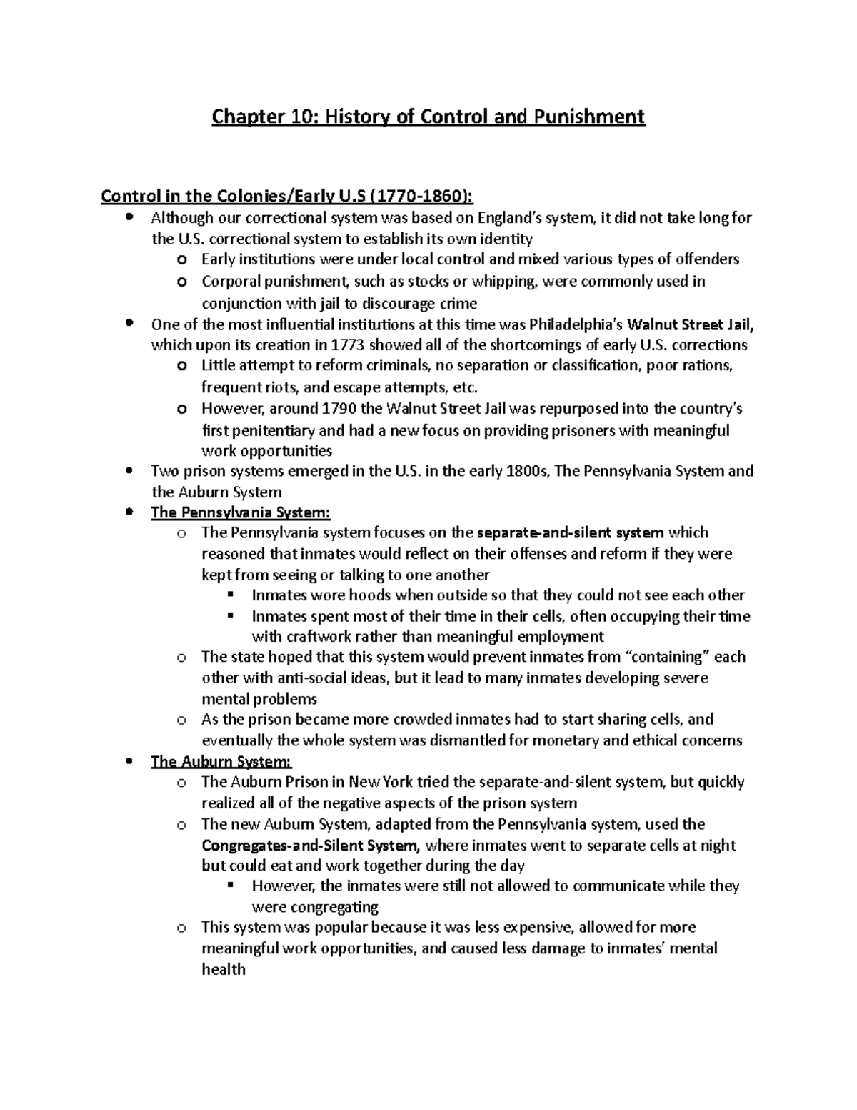 Chapter 10 - History of Control and Punishment - Chapter 10: History of ...