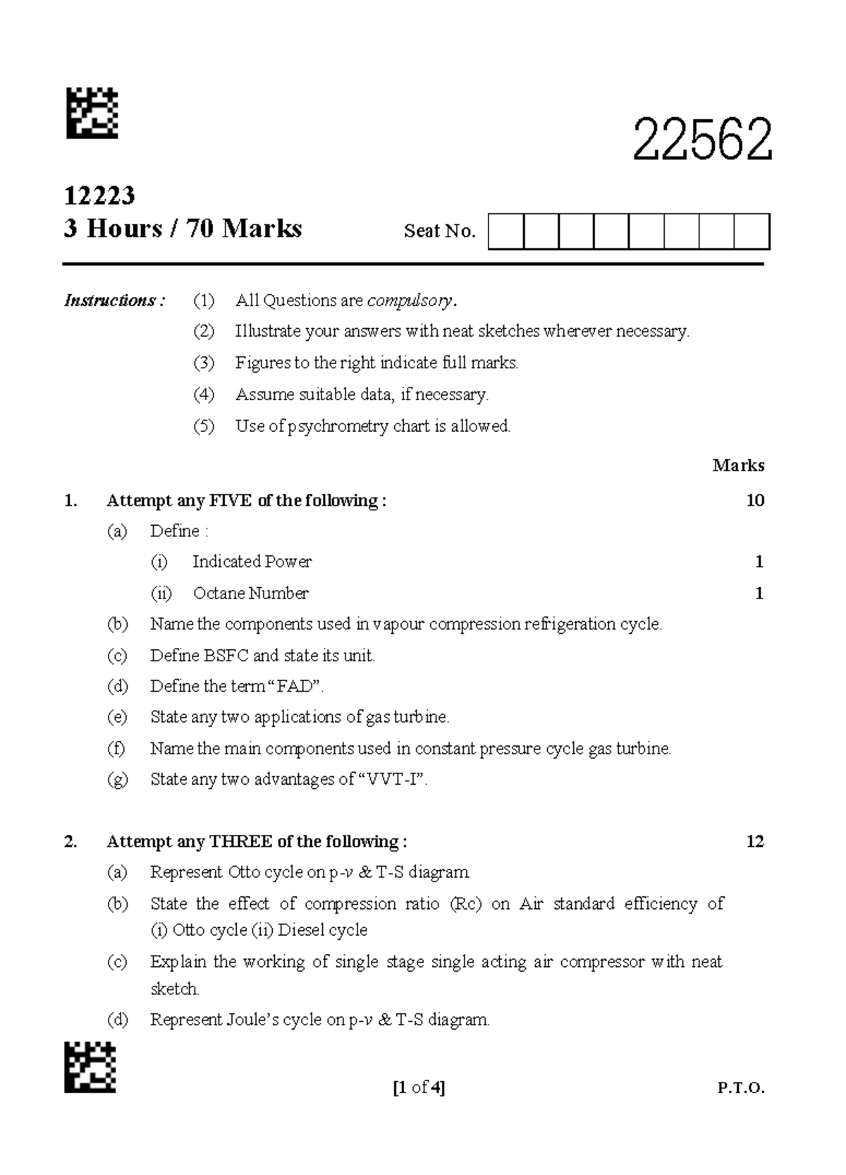 22562-2022-PER -W - Msbte - 22562 [1 of 4] P.T. 12223 3 Hours / 70 ...