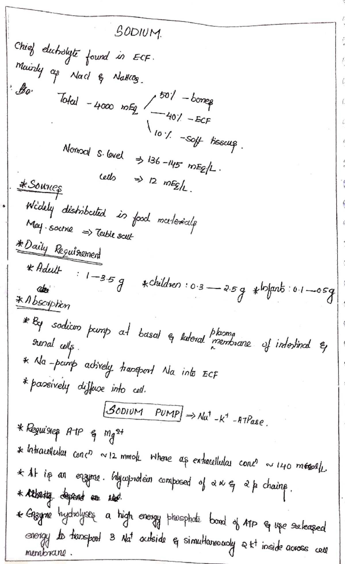 Sodium - Simple notes - Bsc MLT - Studocu